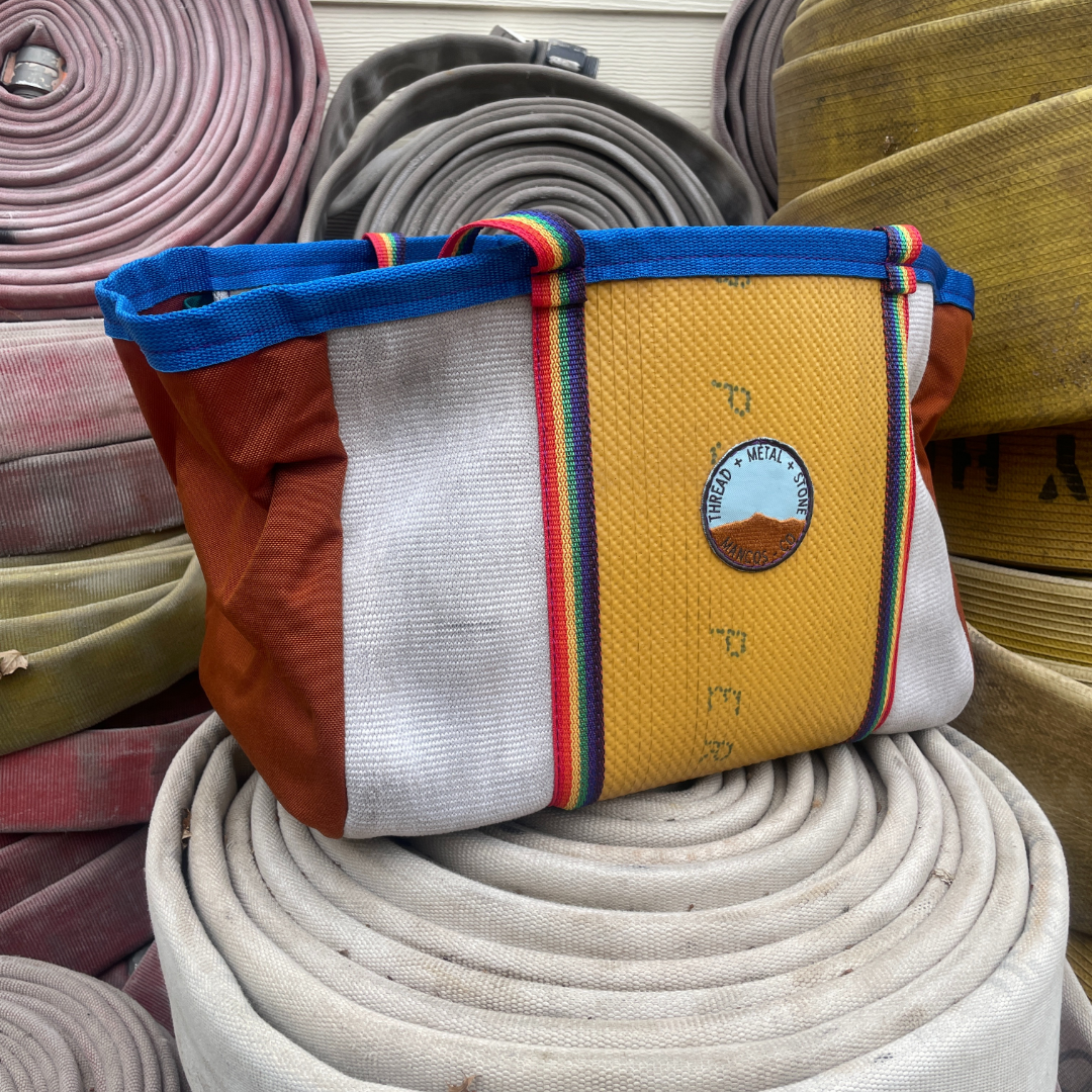 Repurposed Fire Hose Tote - Large – Thread + Metal + Stone